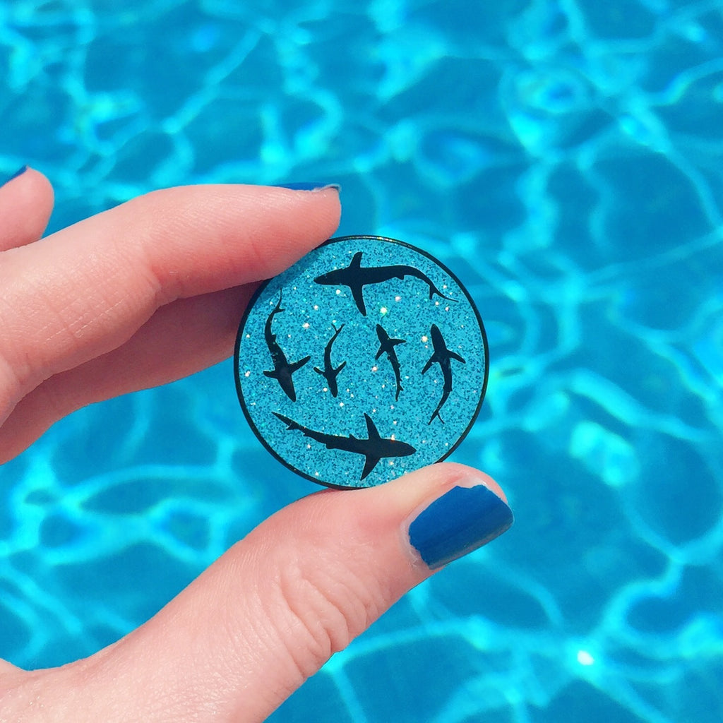 Glitter Shark Enamel Pin - HOYFC – Hand Over Your Fairy Cakes