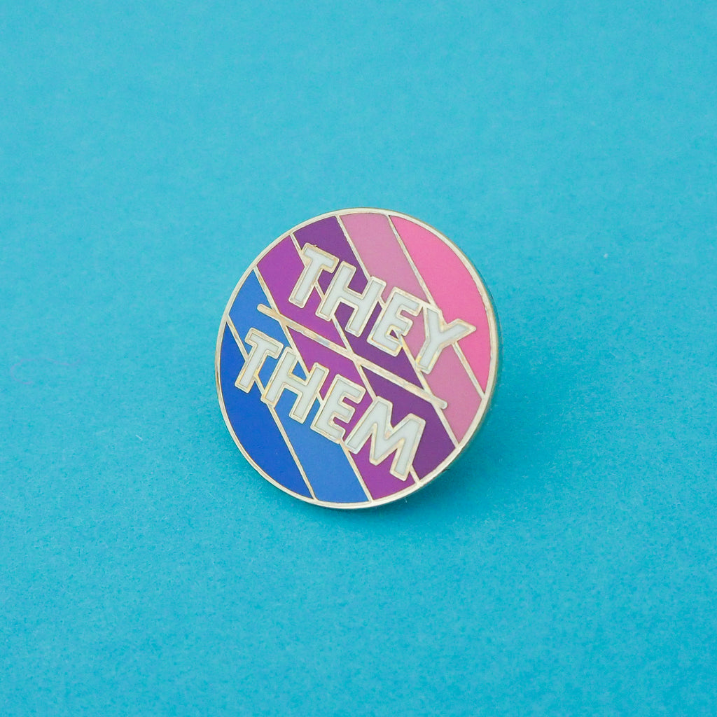 They/Them Enamel Pronoun Pin - HOYFC – Hand Over Your Fairy Cakes