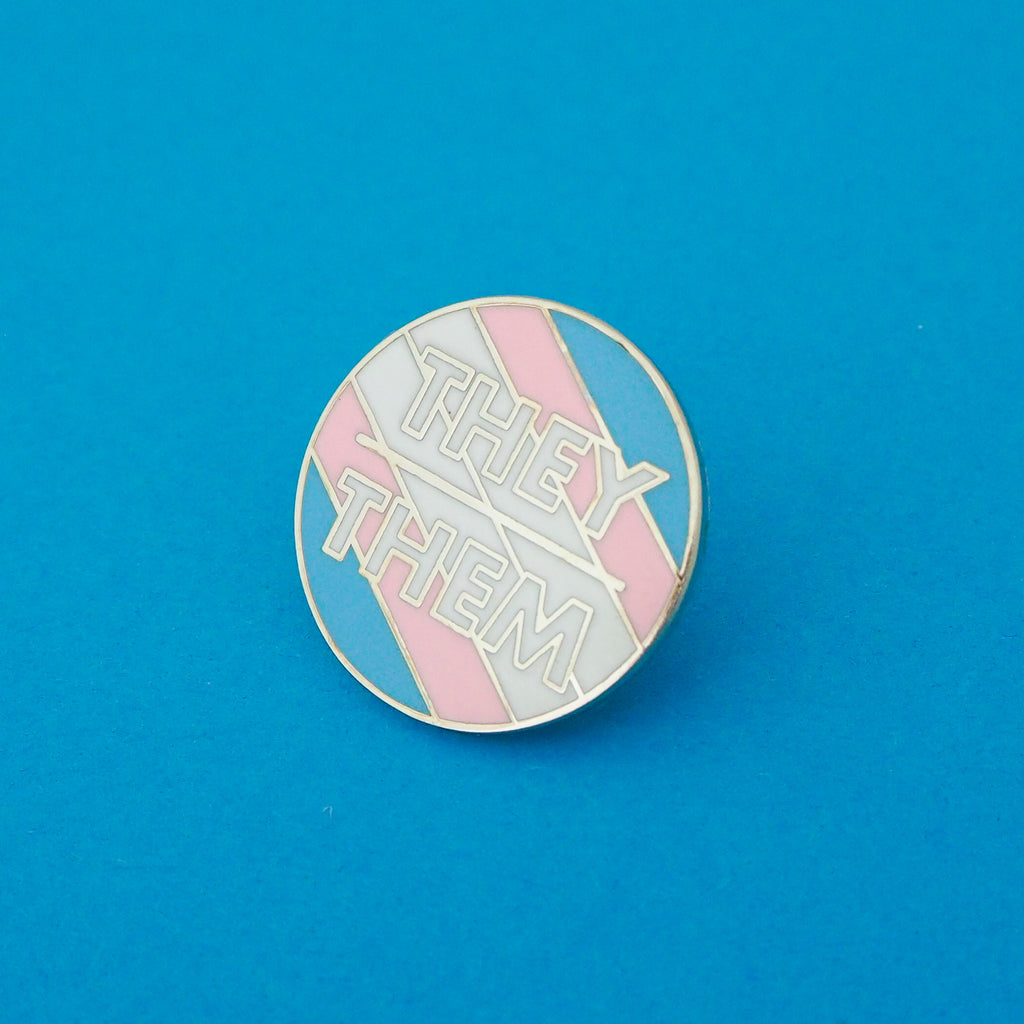 They/Them Enamel Pronoun Pin - HOYFC – Hand Over Your Fairy Cakes